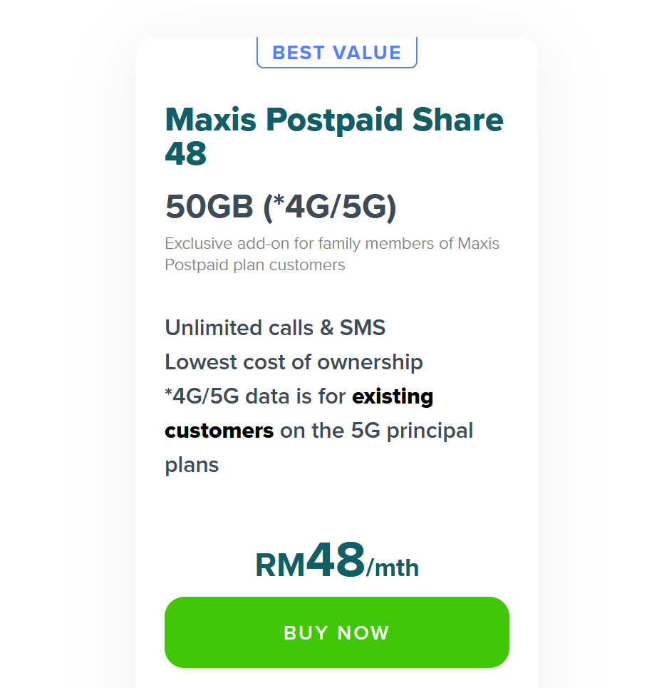 Kuota Pelan Maxis Postpaid Share 48 Naik 20GB, Kini 50GB | Amanz