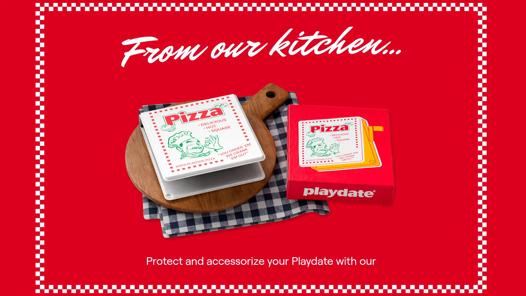 Playdate Melancarkan Kerangka Pelindung Berbentuk Kotak Piza | Amanz